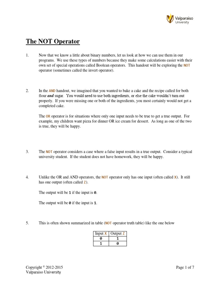 019 03 What Is The NOT Operator MMB v008 | PDF | Legal Liability | Cakes