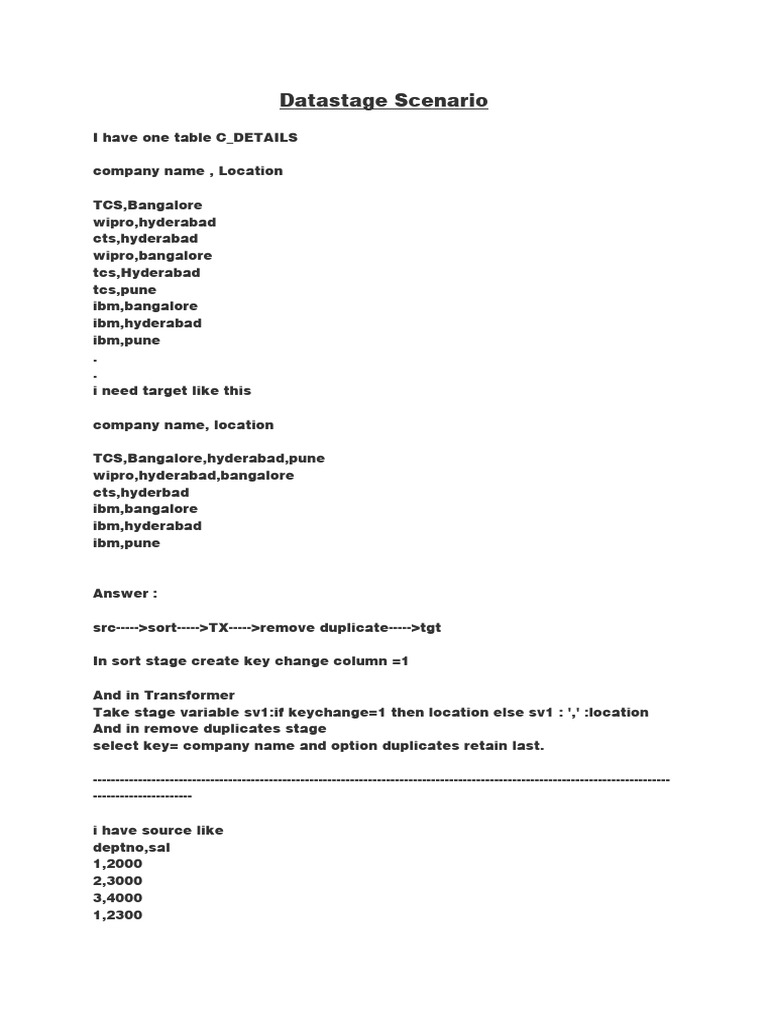 Datastage Scenarios New | PDF | Computing