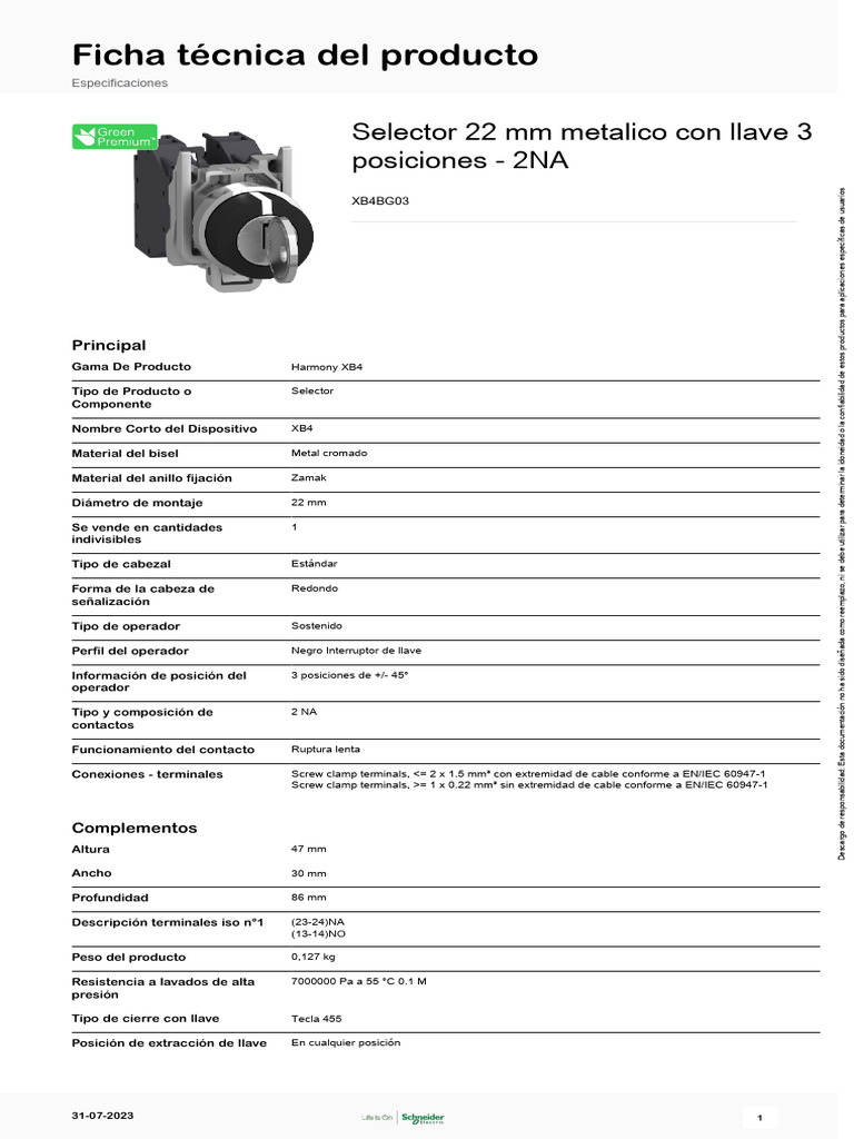 Harmony Xb4 Xb4bg03 | PDF | Electricidad | Ingenieria Eléctrica