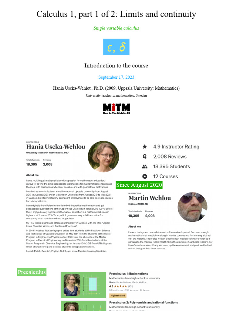 Calculus 1: Limits and Continuity | PDF | Precalculus | Geometry