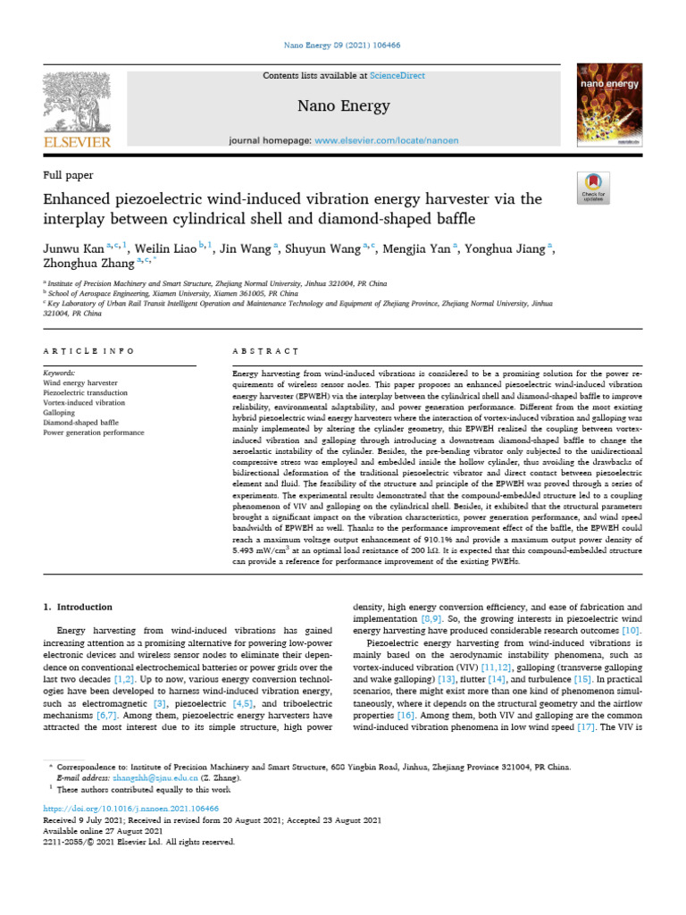 Nano Energy: Junwu Kan, Weilin Liao, Jin Wang, Shuyun Wang, Mengjia Yan ...
