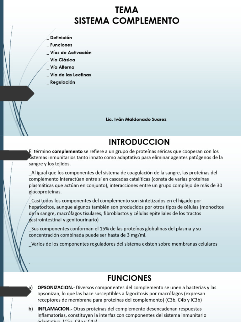 Tema Sistema Complemento | PDF | Sistema complementario | Inflamación