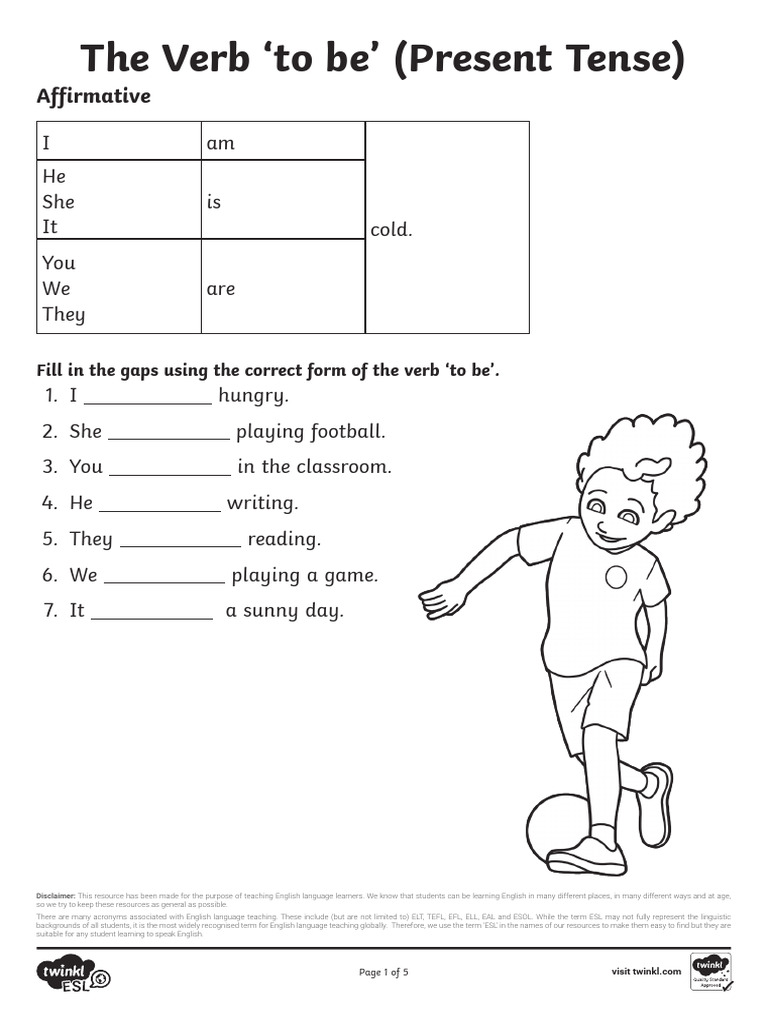 T e 802 The Verb To Be Present Tense Activity Sheet English - Ver - 5 ...