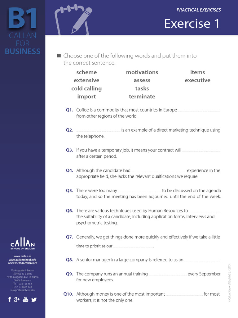 Dokumen - Tips - b1 Exercise 1 Practical Exercises Callan School Practical Exercises School ...