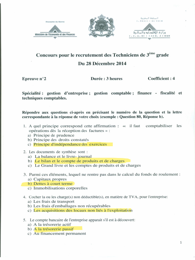 Correction de QCM MEF | PDF