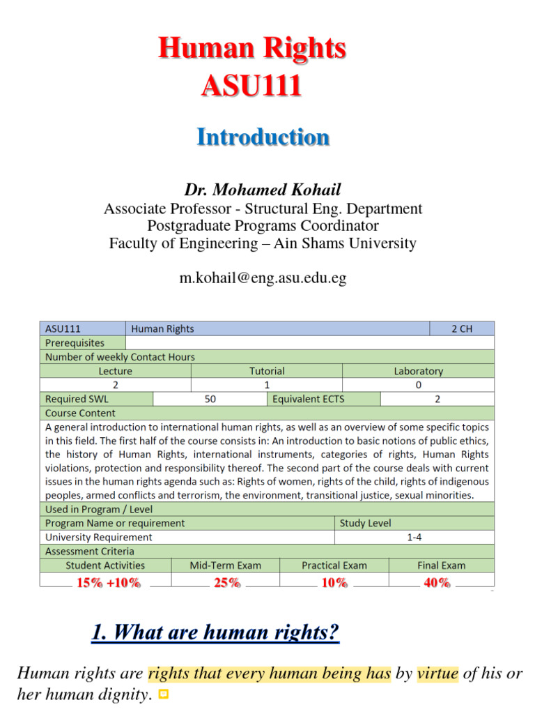 ASU111 - Lec 1 - Chapter 1 | PDF | Human Rights | Discrimination