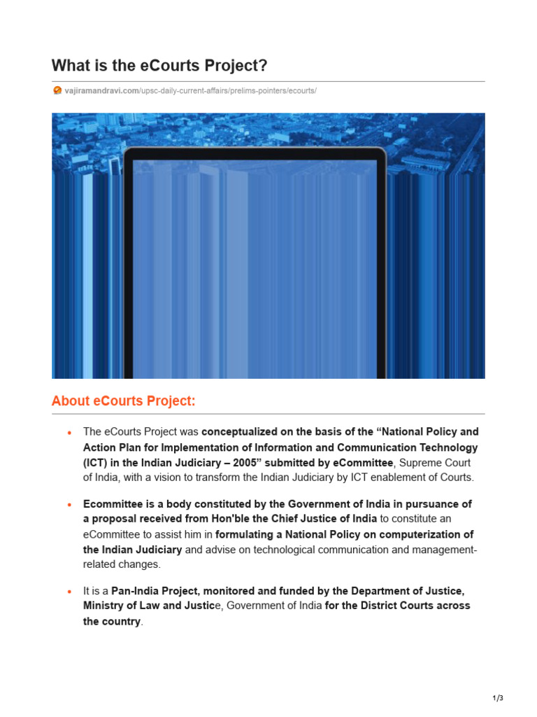 vajiramandravi.com-What is the eCourts Project | PDF | Computing | Information Technology