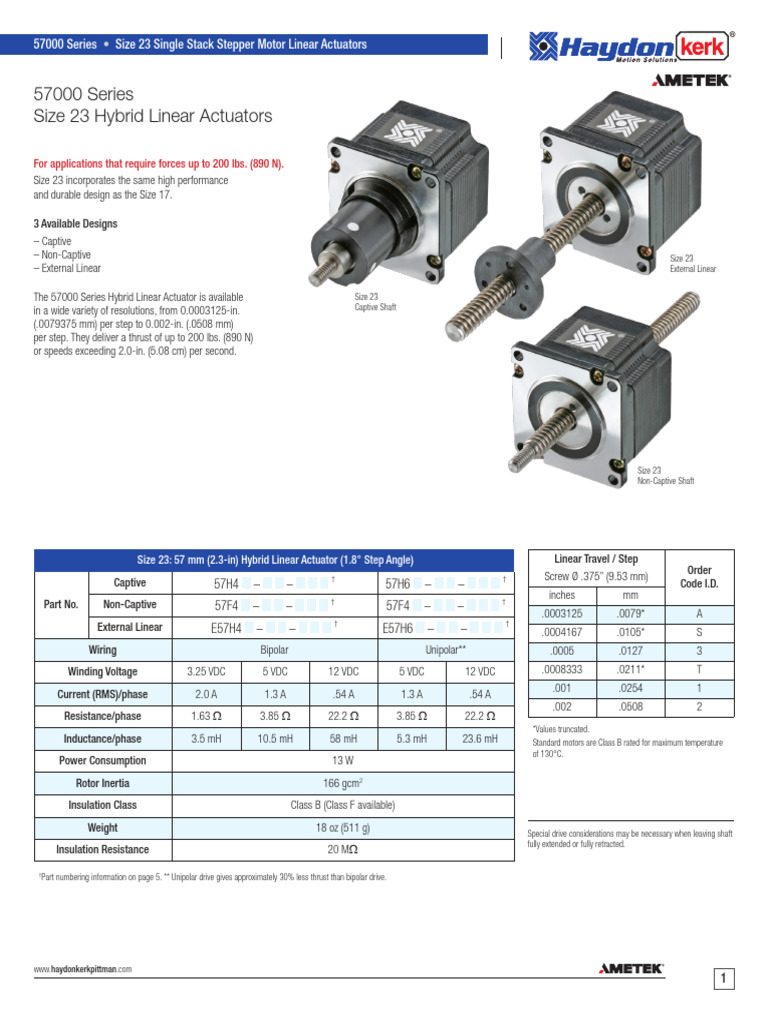 Ametek Haydon Stepper 57000 Series Data | Download Free PDF | Actuator ... Ametek Haydon Stepper 57000 Series Data | Download Free PDF | Actuator ...