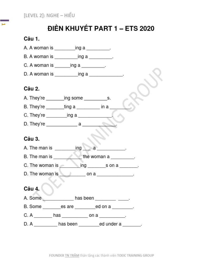 TOEIC Listening Practice: ETS 2020 Fill-in-the-Blank | PDF