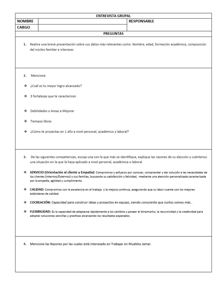 Formato Entrevista Individual | PDF