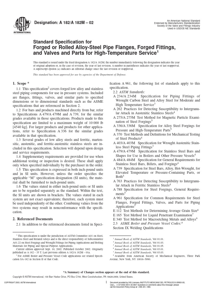 Astm A182 | PDF | Heat Treating | Steel
