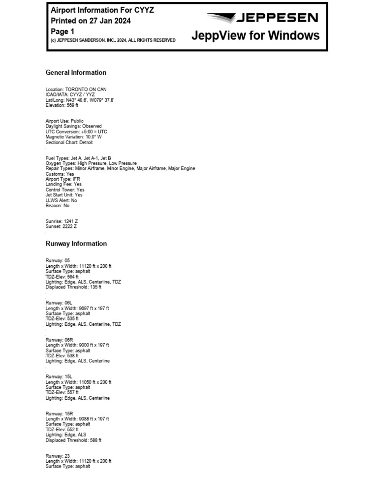 CYYZ | PDF | Runway | Airport