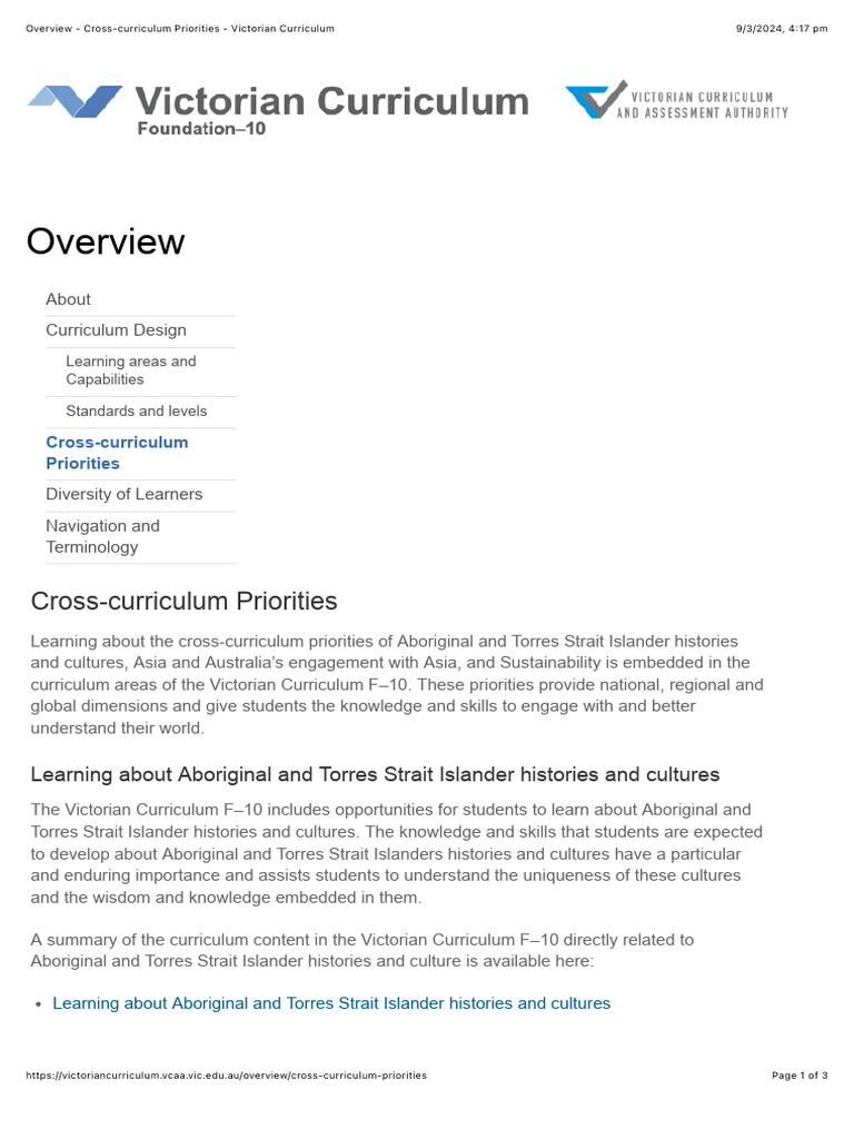 Overview - Cross-Curriculum Priorities - Victorian Curriculum | PDF ...