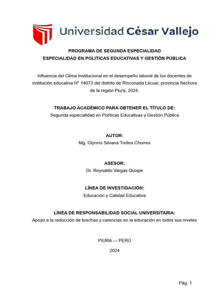 Programa Segunda Especialidad 2024 Ucv | PDF | Maestros | Enseñando