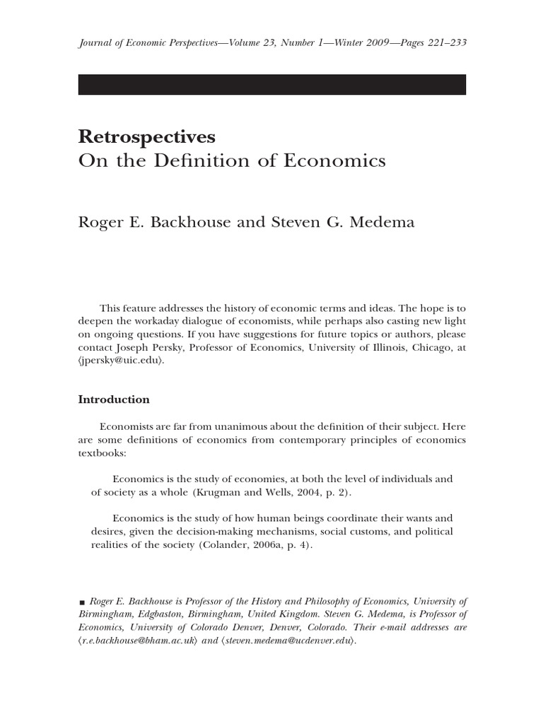 Defining Economics: Historical Perspectives | PDF | Economics | Rationality