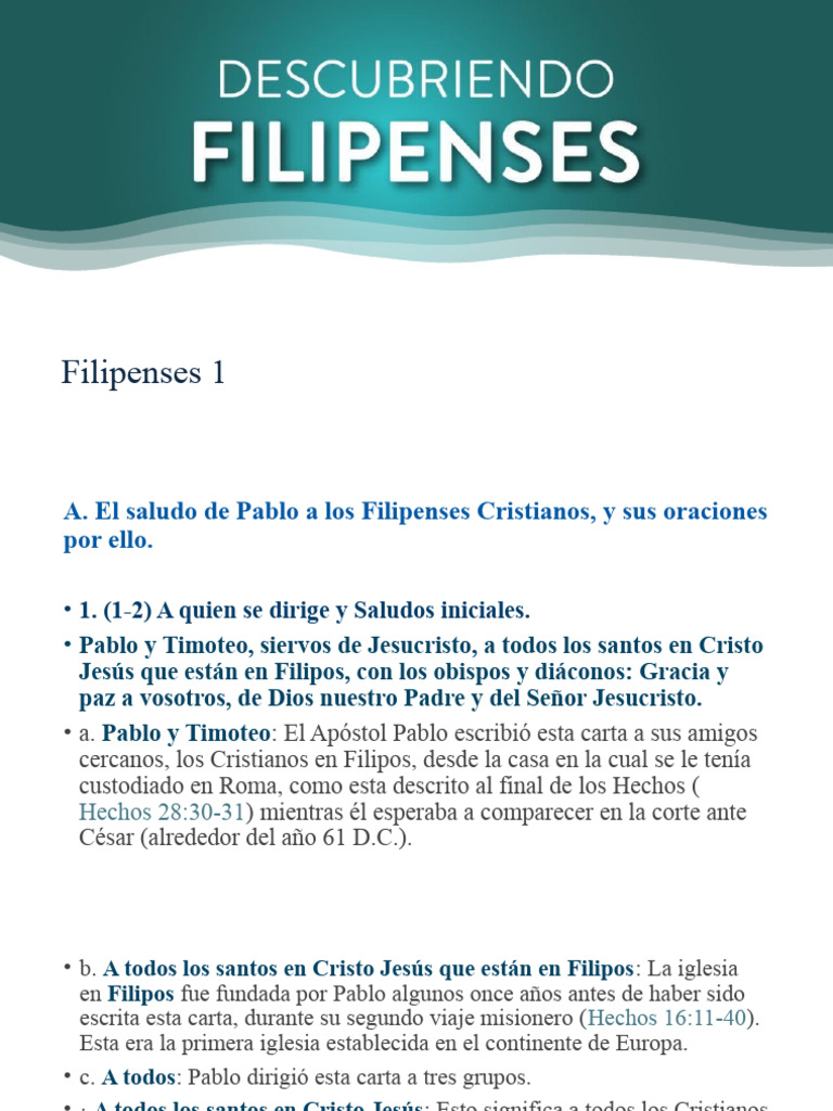 Filipenses 1 | PDF | Epístola a los filipenses | Pablo el apóstol