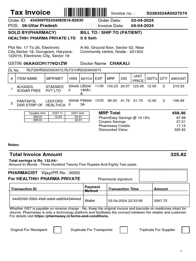 Invoice No.: Order ID: Order Date: POS: 09-Uttar Pradesh Invoice Date ...