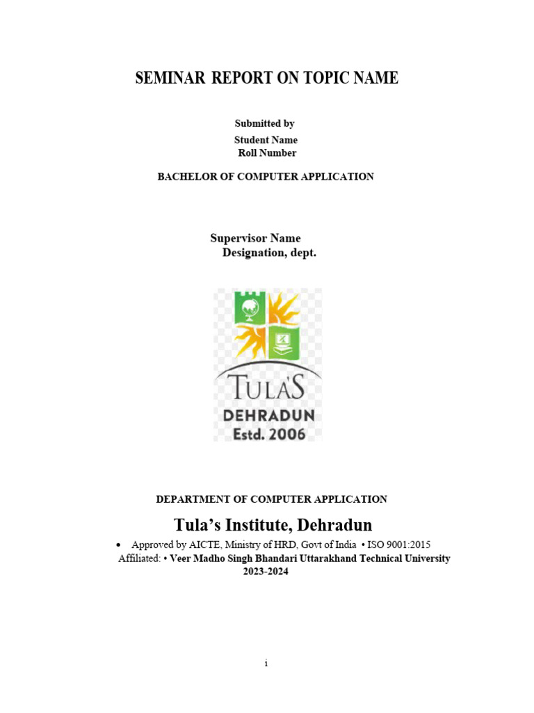 Seminar-Report-front Pages | PDF | Career & Growth