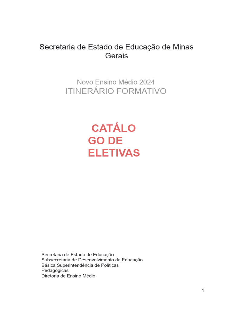 Catálogo Eletivas 2024 | PDF | Agricultura | Agroecologia