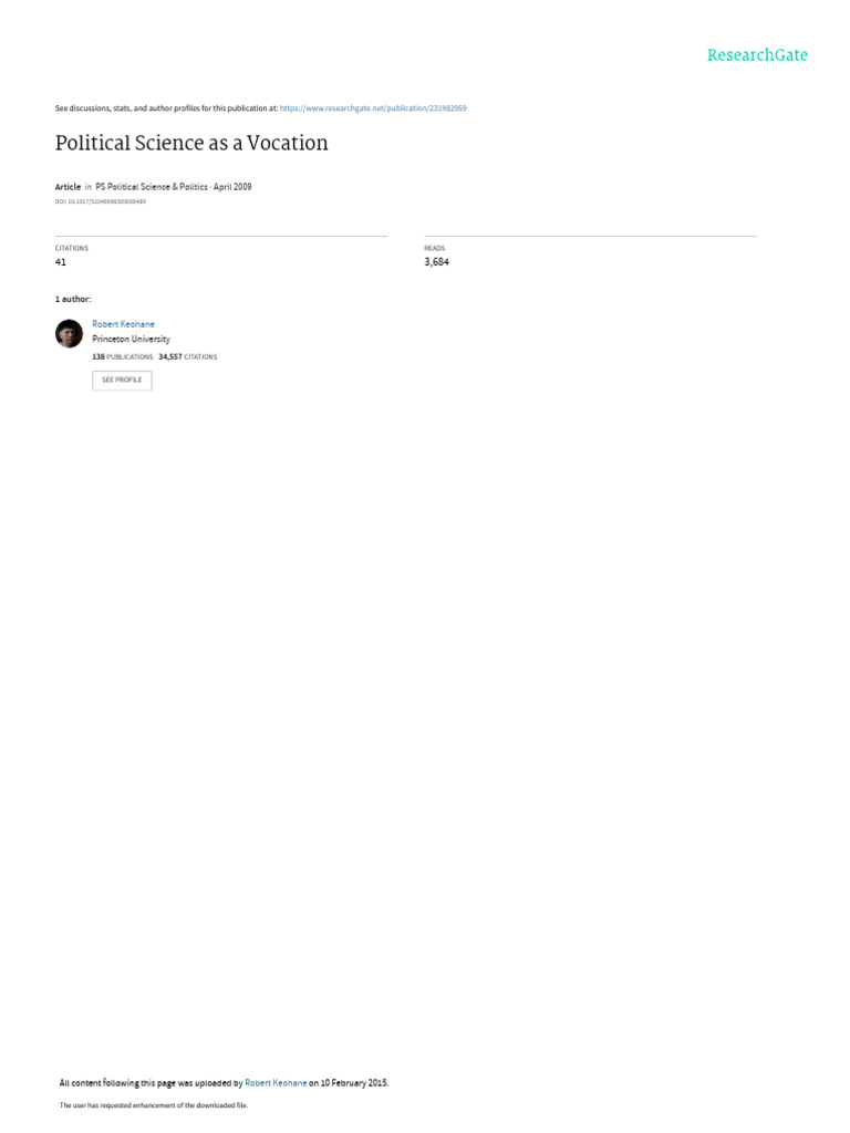 Political Science As A Vocation | PDF | Experiment | Science