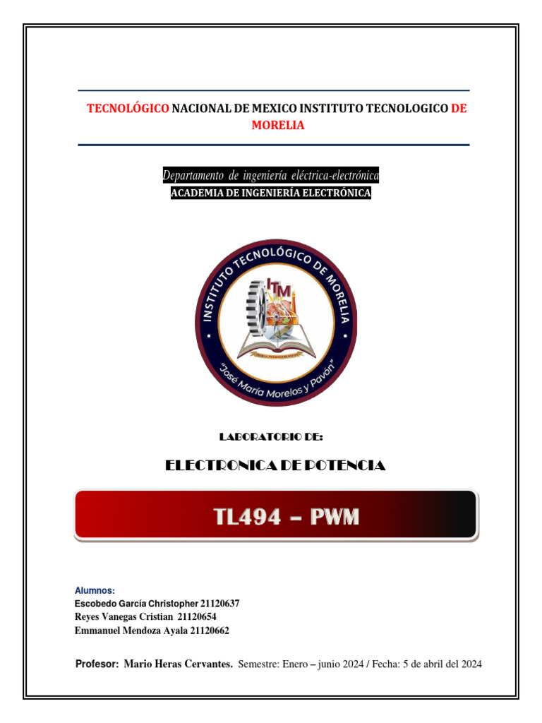 Reporte P4 - PWM | PDF | Red eléctrica | Electrónica