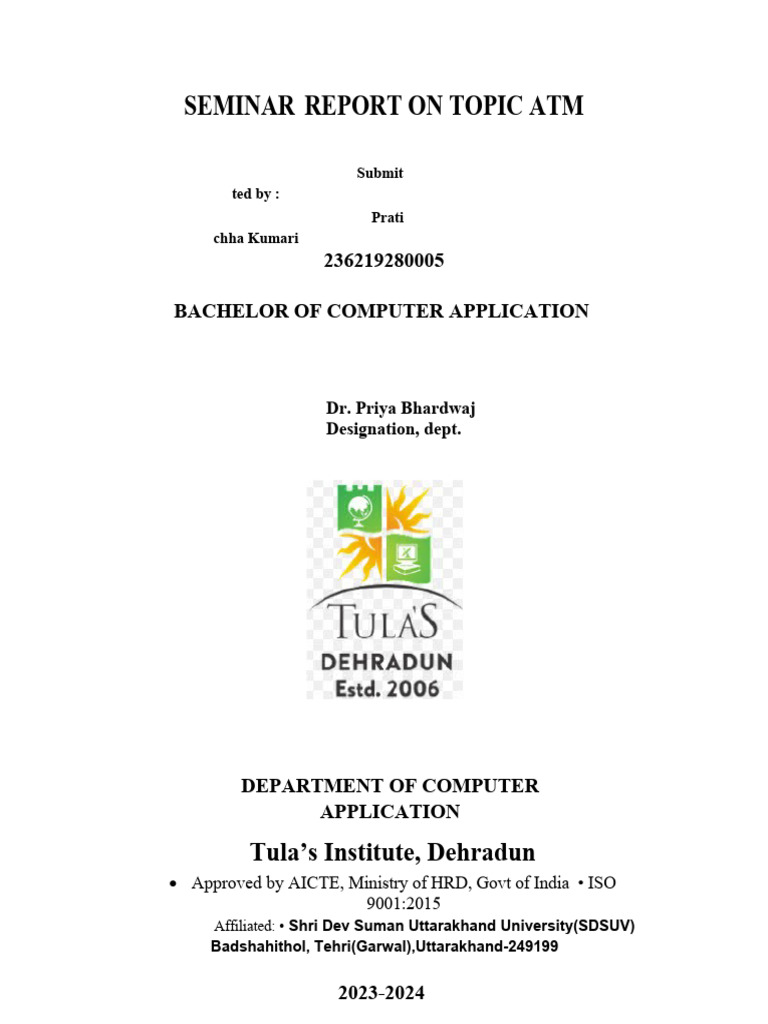 Pratichha Atm report | PDF | Automated Teller Machine | Credit Card