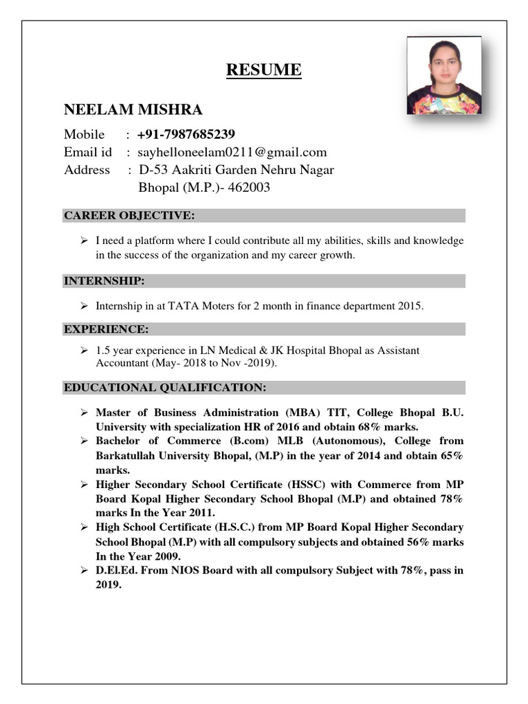 Neelam Mishra Resume | PDF Neelam Mishra Resume | PDF