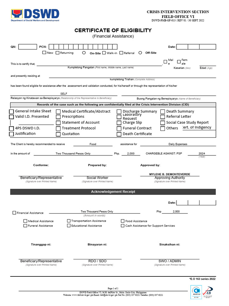Certificate of Eligibility1 | PDF