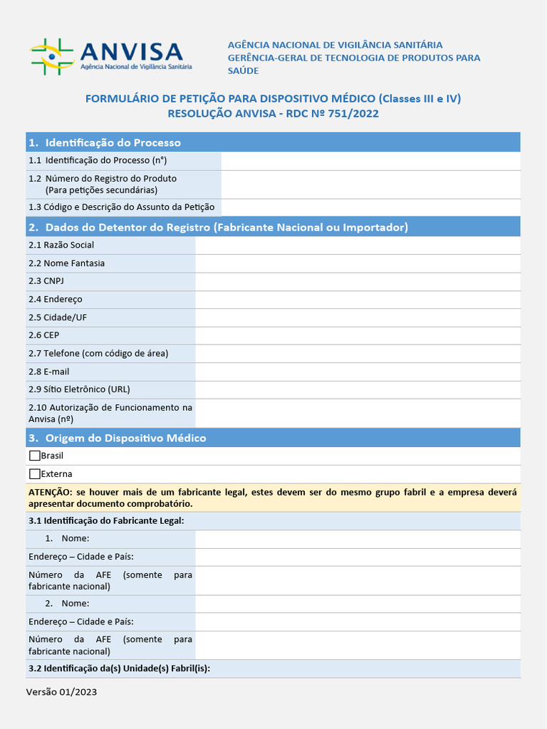 Formulário Registro RDC 751.22 Ver 01-2023 | PDF | Crimes | Crime e ...