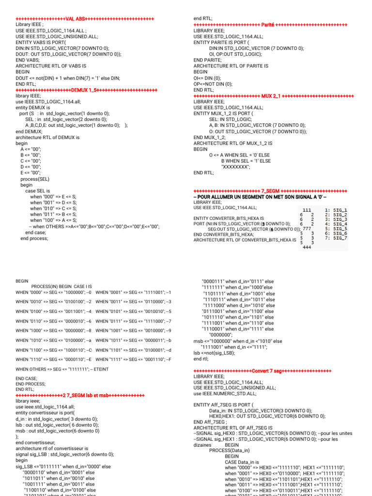 Codes -Colle VHDL- | PDF | Institute Of Electrical And Electronics ...