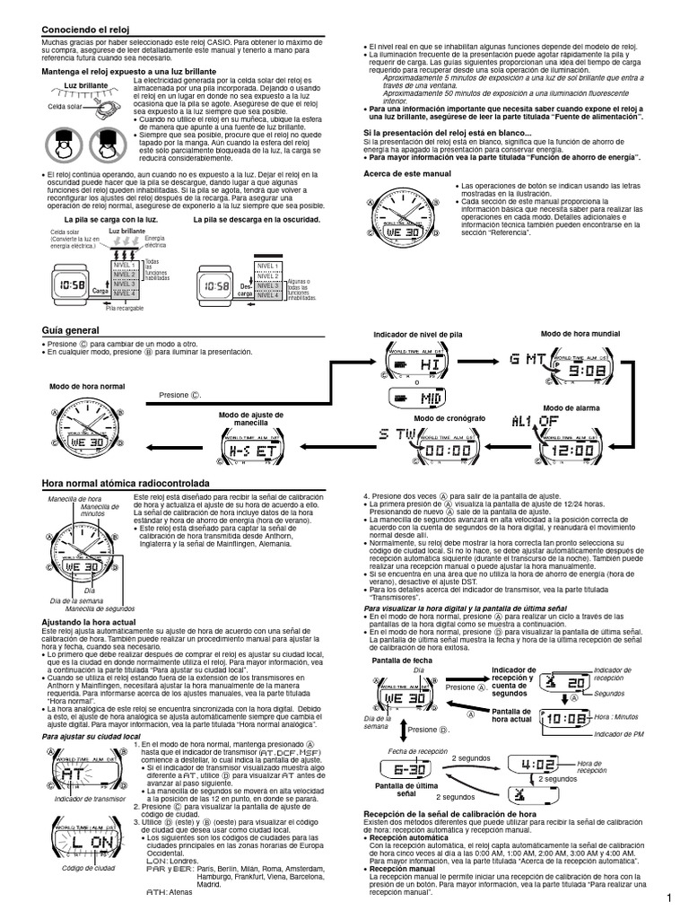 reloj Casio | PDF | Horario de verano | Reloj