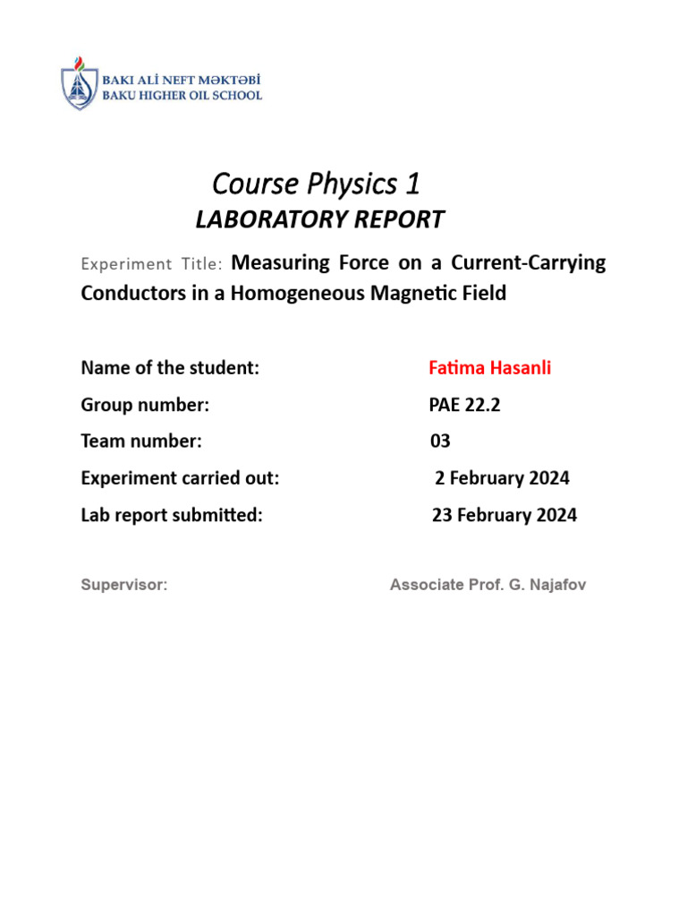 lab1-report | PDF | Magnetic Field | Force