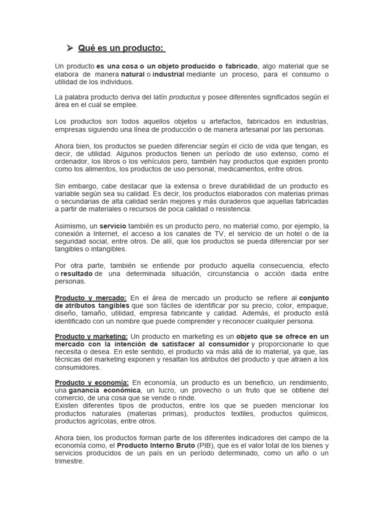 EL PRODUCTO | PDF | Marketing | Producto (Negocio)