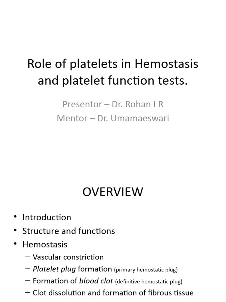 Role of Platelets in Hemostasis and Their Disorders | PDF | Coagulation | Platelet