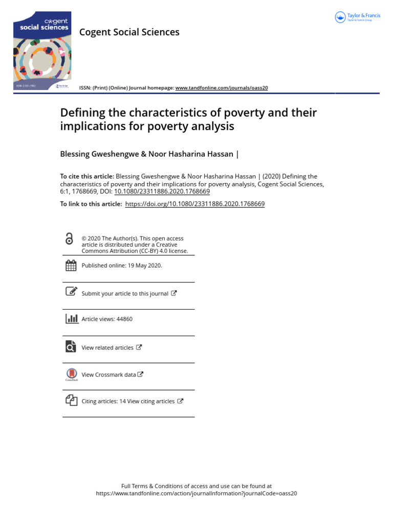 Defining The Characteristics of Poverty and Their Implications For ...
