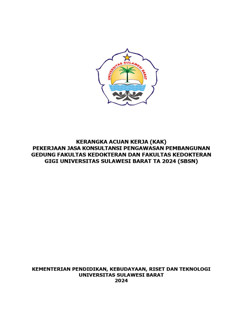 KAK Pekerjaan Pengawasan Pembangunan Gedung Kuliah Terpadu TA 2024 SBSN 16 DES 2023 | PDF | Seni