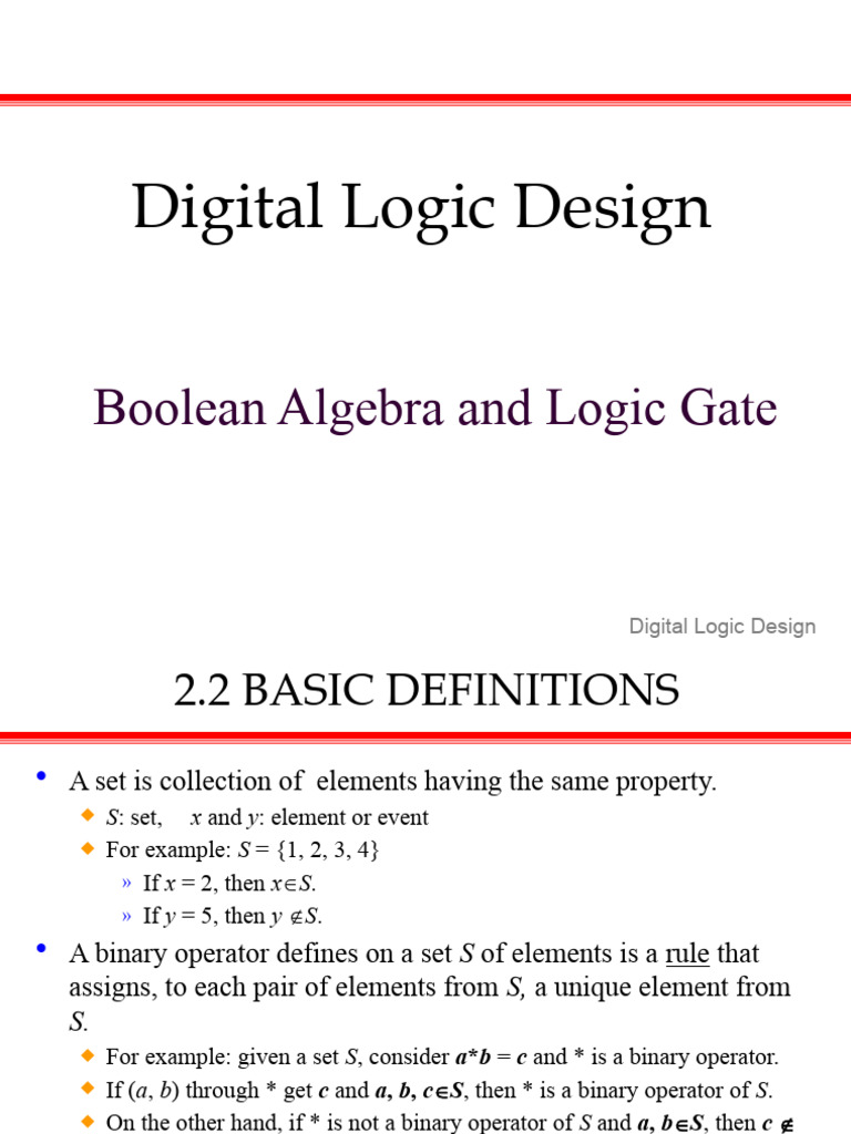 Boolean Algebra & Basic Definition | PDF | Boolean Algebra | Teaching ...