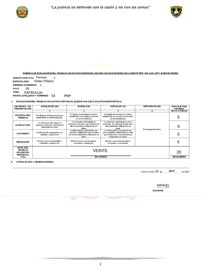 s3 PNP Monteza Flores Bryan Erick | PDF | Policía | Valores