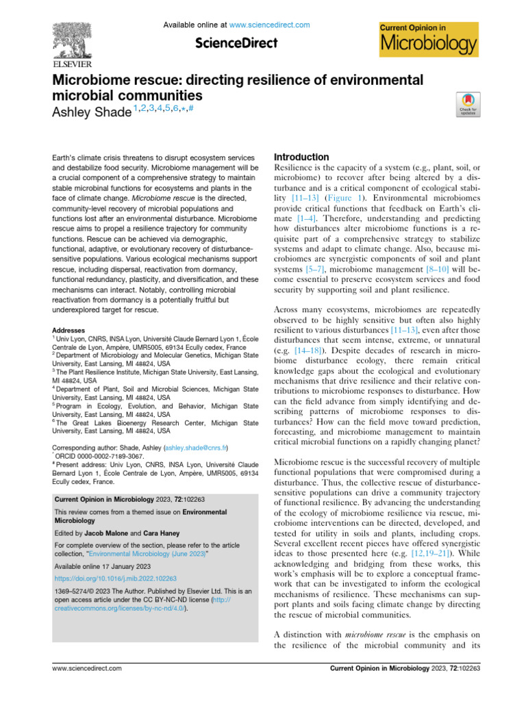 Microbiome Rescue | Download Free PDF | Ecological Resilience | Ecosystem