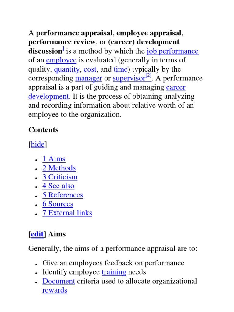 A Performance Appraisal | PDF | Performance Appraisal | Behavioural Sciences