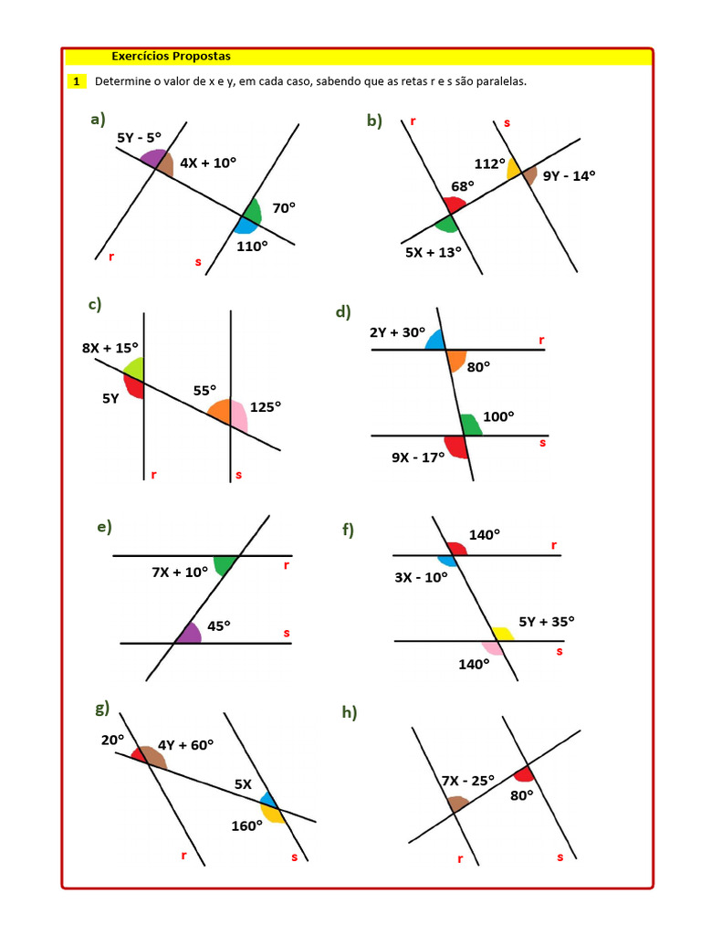 1 - Atividades Ângulos e Retas - 2023 - A | PDF | Geometria Elementar ...