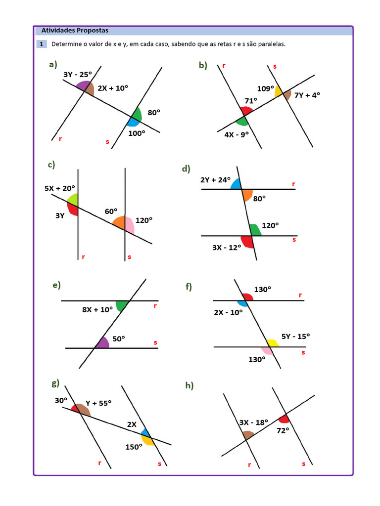 1 - Atividades ângulos e retas - 2023 - B | PDF | Geometria Elementar | Geometria Euclidiana