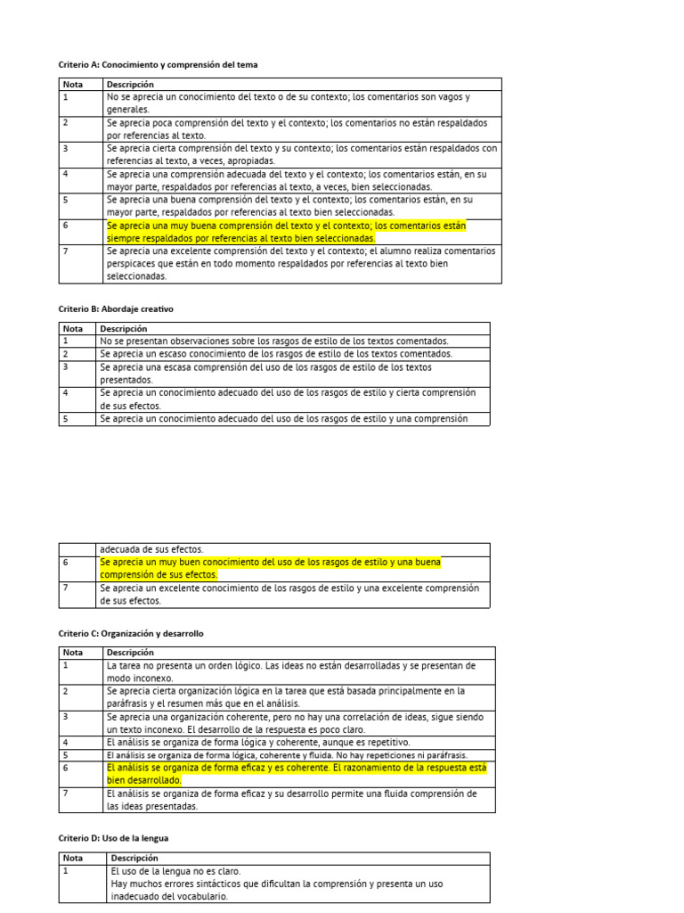 Santi de Rúbrica General (Sobre 7) | PDF | Léxico | Oración (Lingüística)