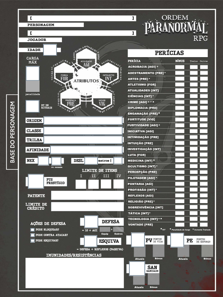 Ficha Personagem - Completa - Editavel | PDF | Videogames de RPG | Gameplay de videogame