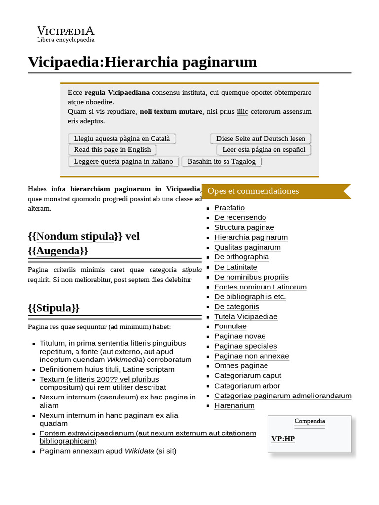 Vicipaedia Hierarchia Paginarum | PDF