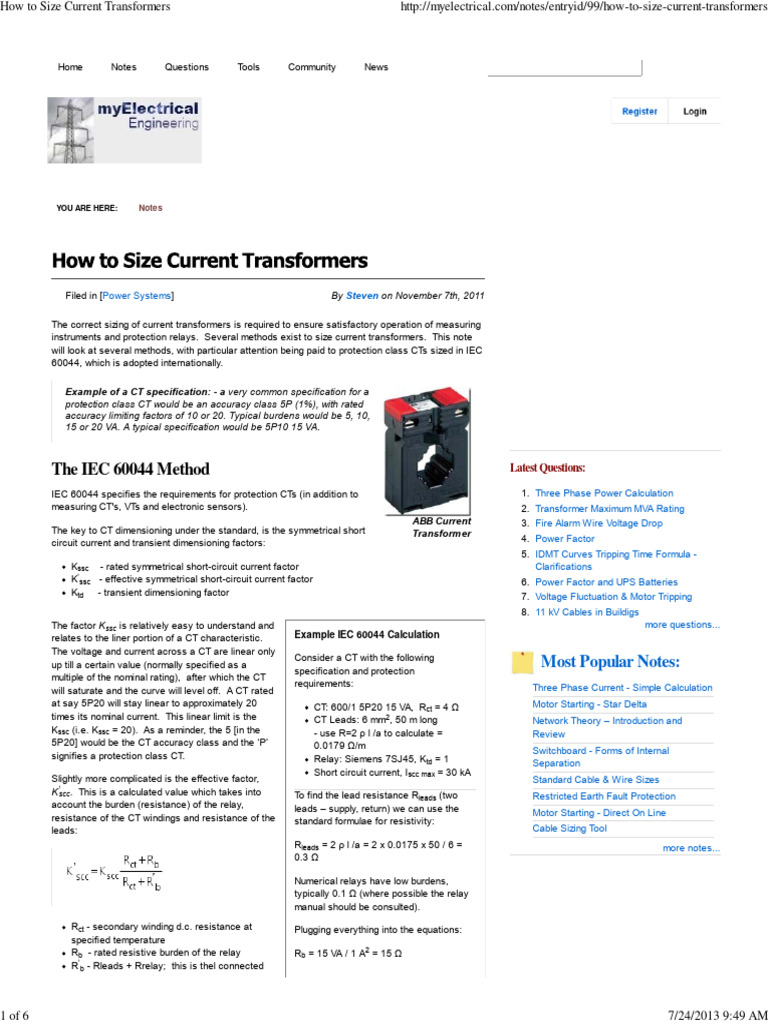 How to Size Current Transformers | PDF | Manufactured Goods ...