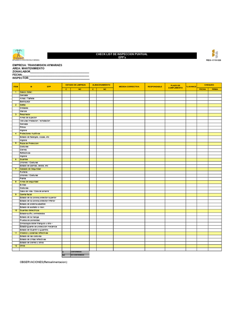 Formato Check List de EPPS | PDF