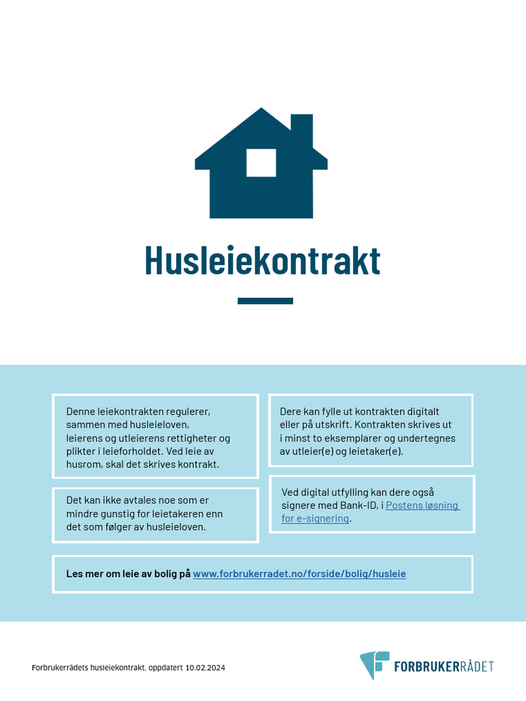 Husleiekontrakt Bokmal | PDF