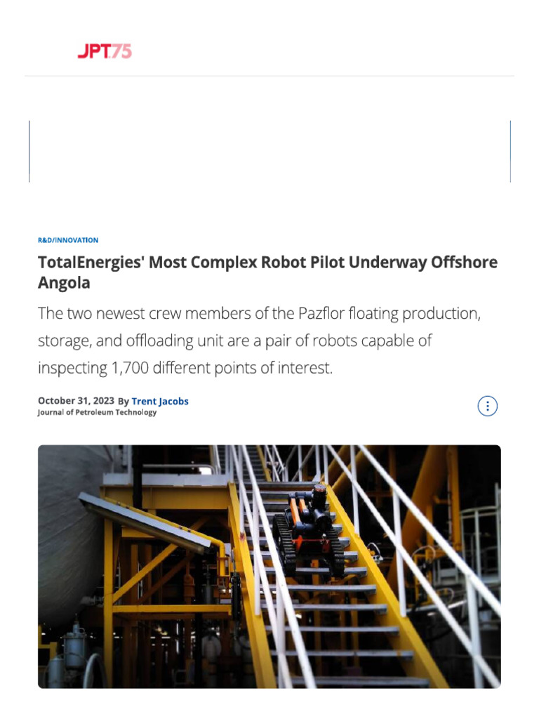 TotalEnergies_ Most Complex Robot Pilot Underway Offshore Angola | PDF