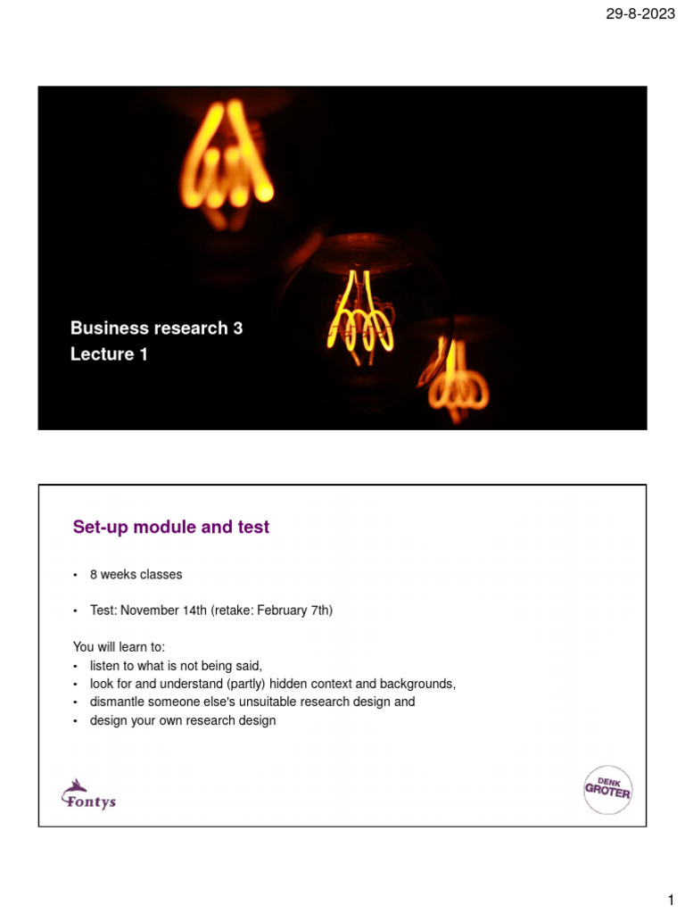 Business Research_lecture 1_handout | PDF | Learning | Cognition